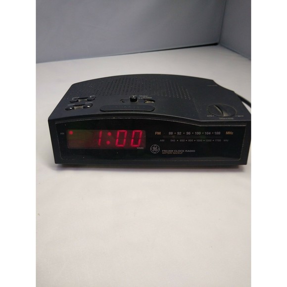 GE | Other | Ge Fmam Clock Radio Model 7483b Red Lcd Battery Backup ...